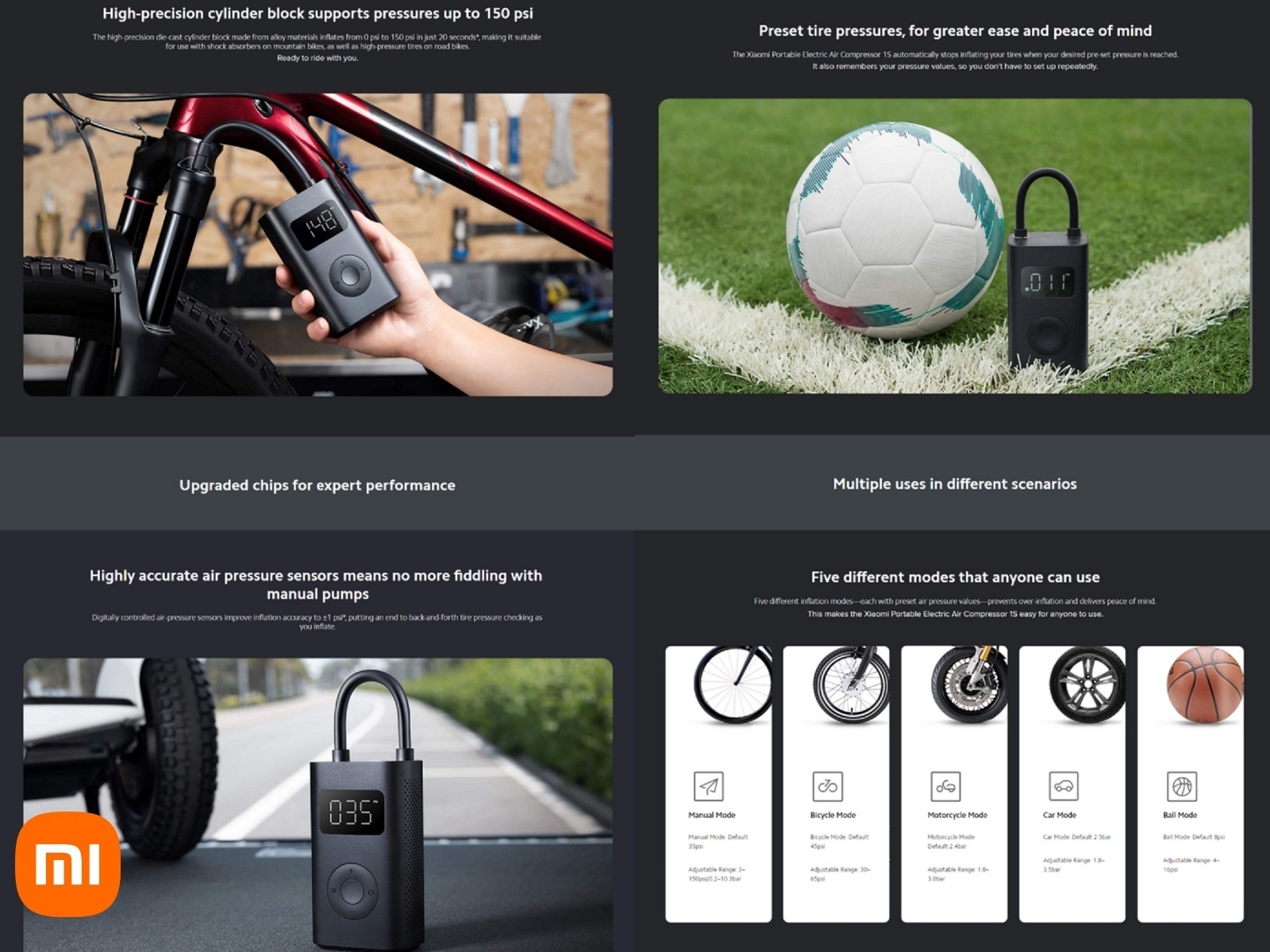 Xiaomi Portable Electric Air Compressor 1S Led Type-C Inflator ...