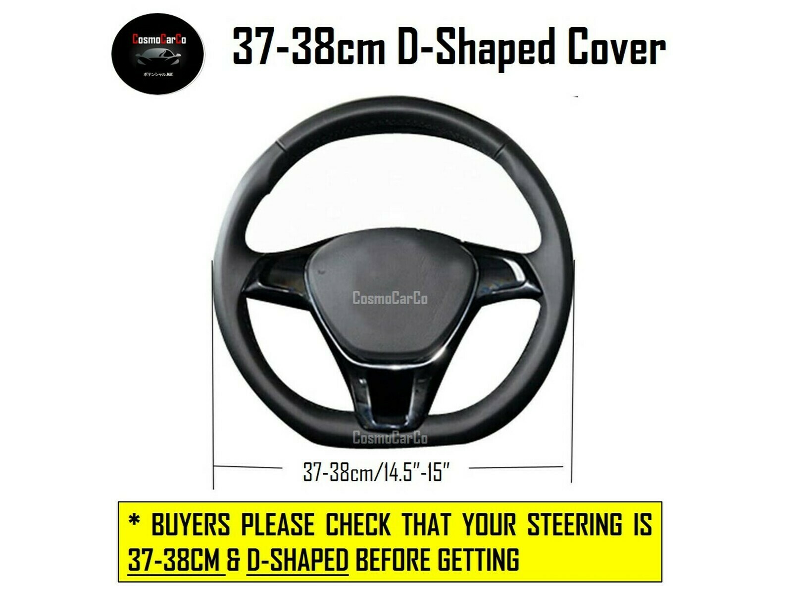 D-Shape Steering Wheel Cover Glossy Carbon Fiber With Leather 37-38cm M ...