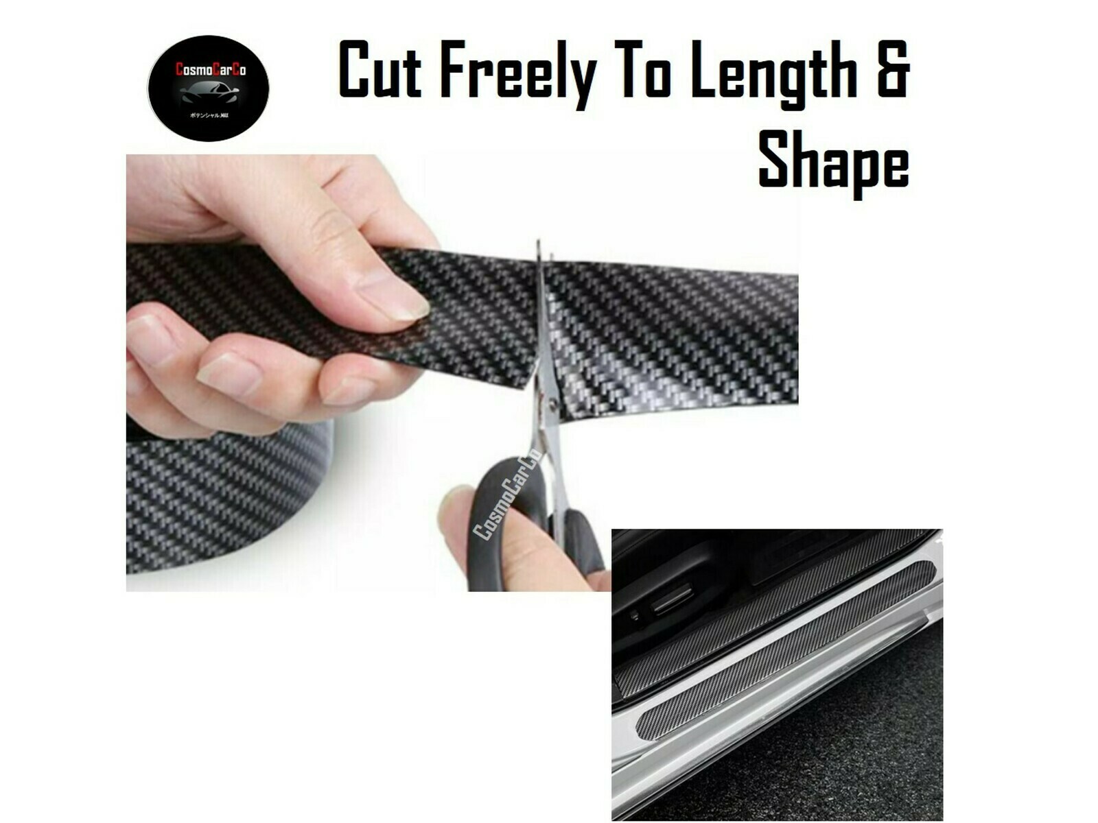 1M Door Sill Protector Scuff Cover Carbon Fiber Design Rubber Guard ...