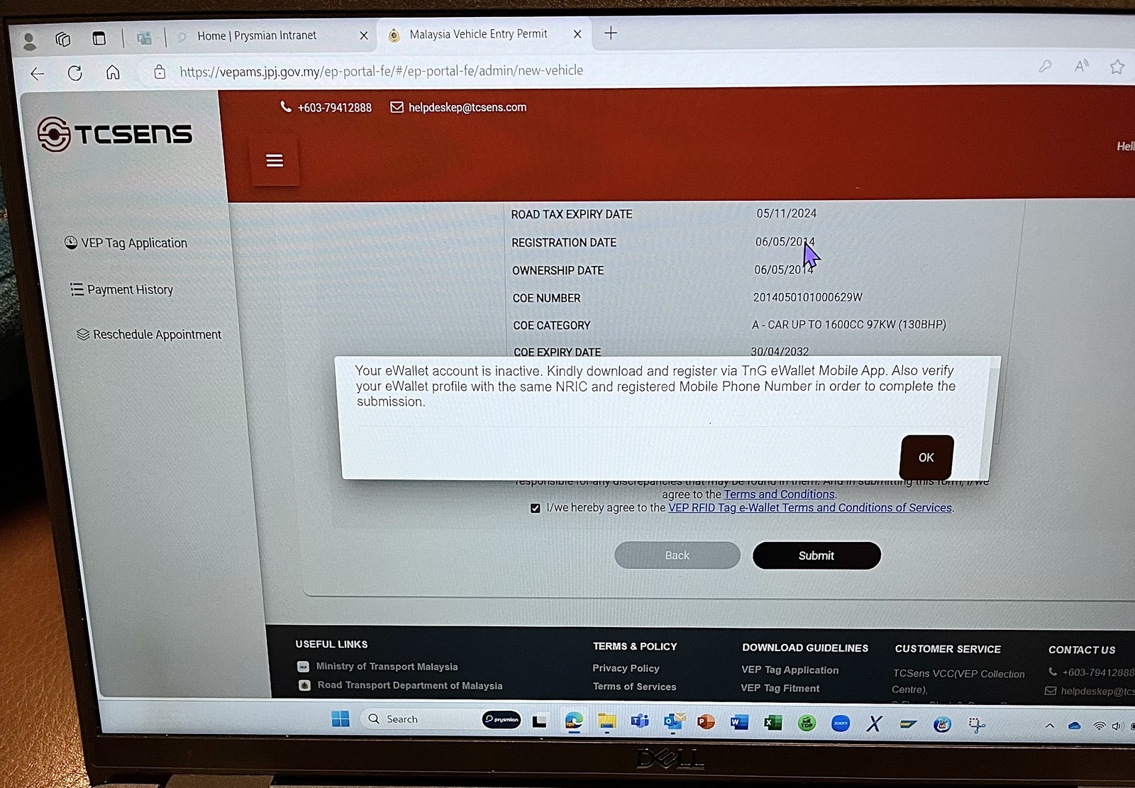 I received an email to renew my Malaysia VEP RFID tag, but just before ...