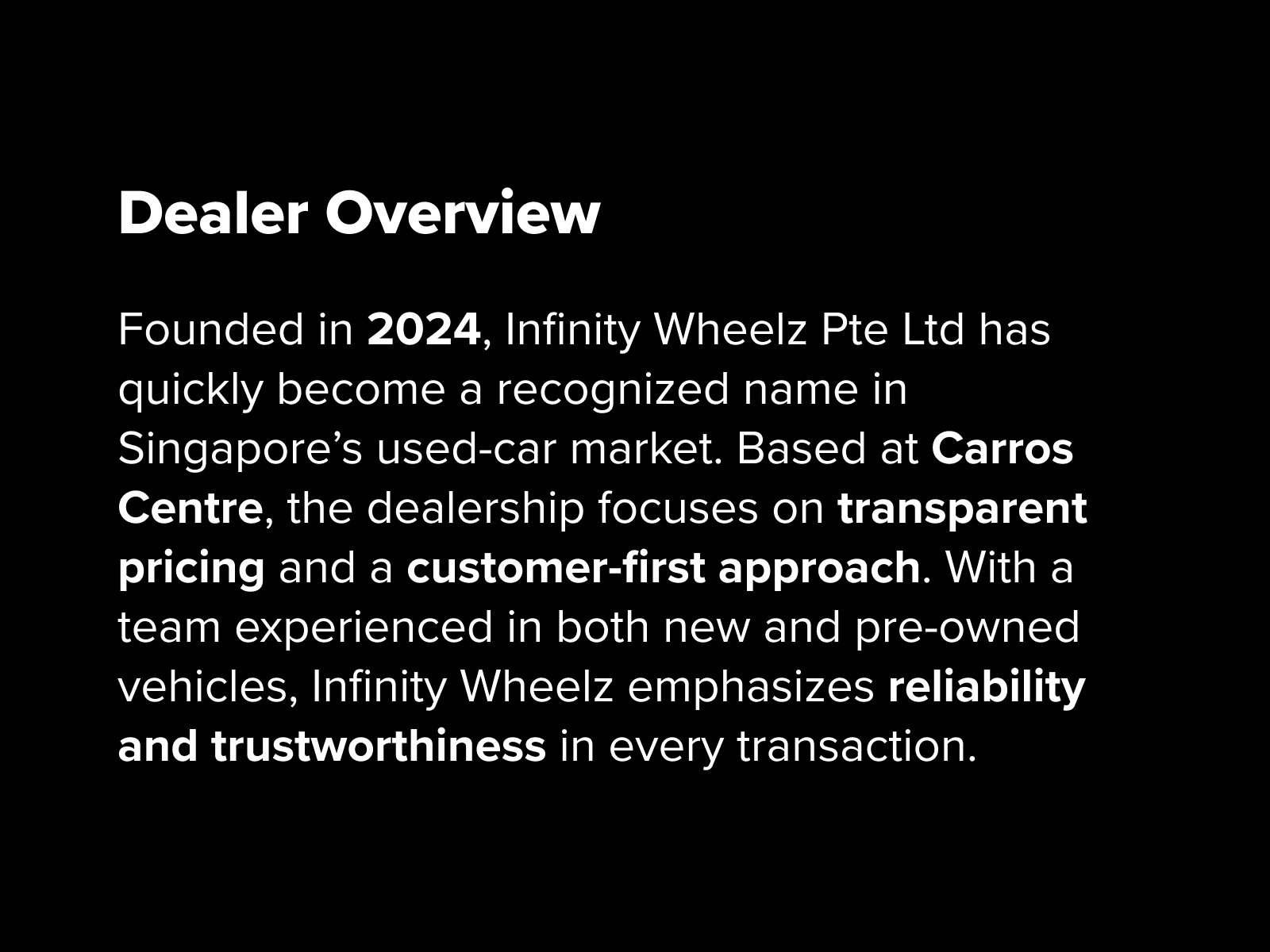 Infinity Wheelz Pte Ltd | Vehicle Listings | Motorist Singapore