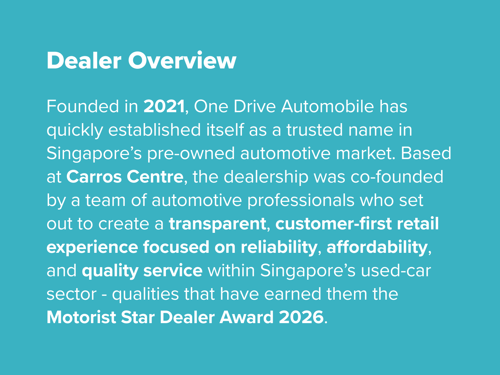 One Drive Automobile | Vehicle Listings | Motorist Singapore