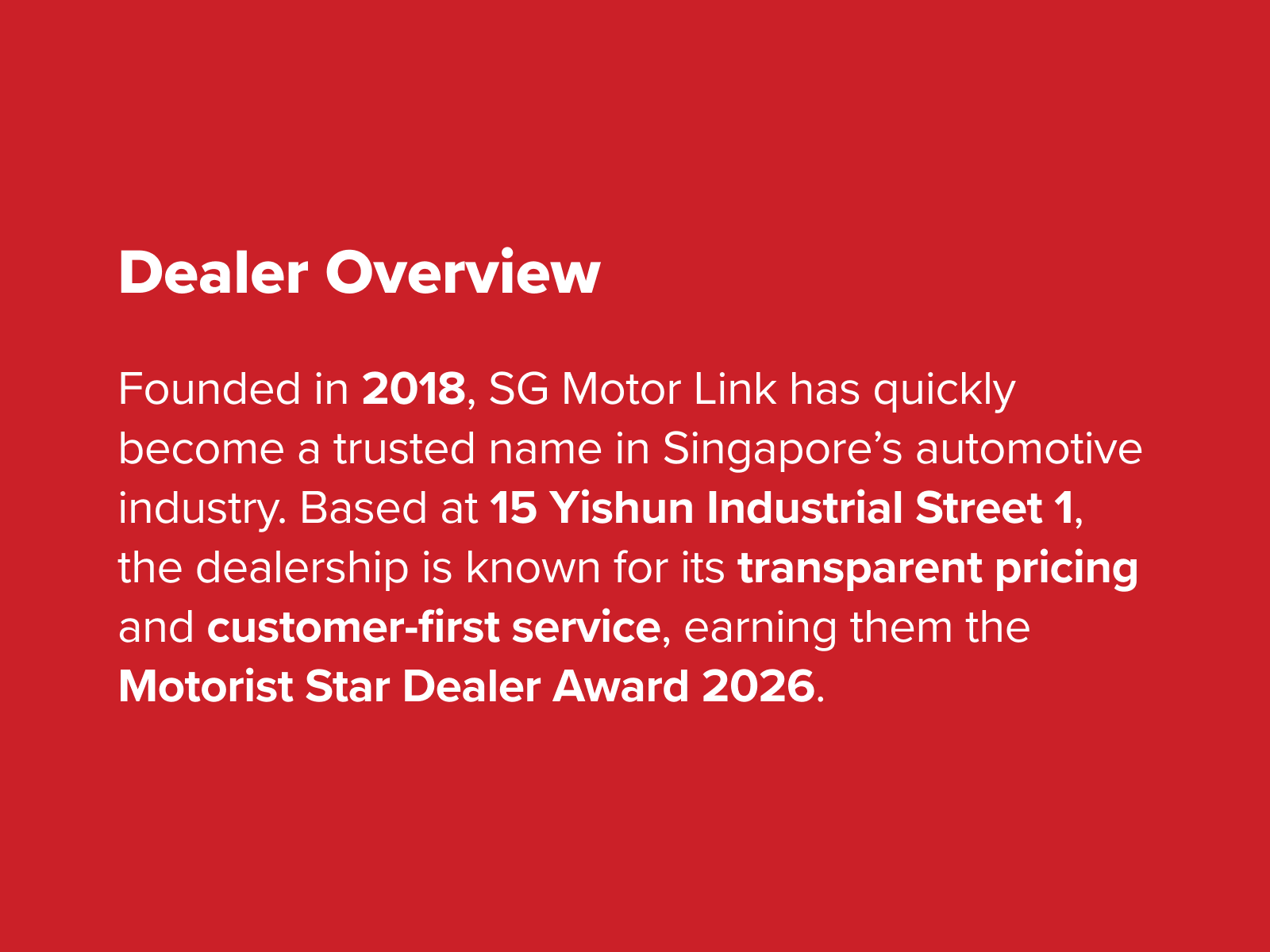 SG Motor Link Pte Ltd | Vehicle Listings | Motorist Singapore
